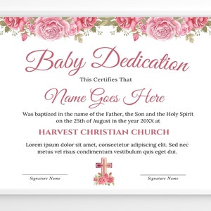 Editable Baby Christening Dedication, Baby Dedication Certificate ...