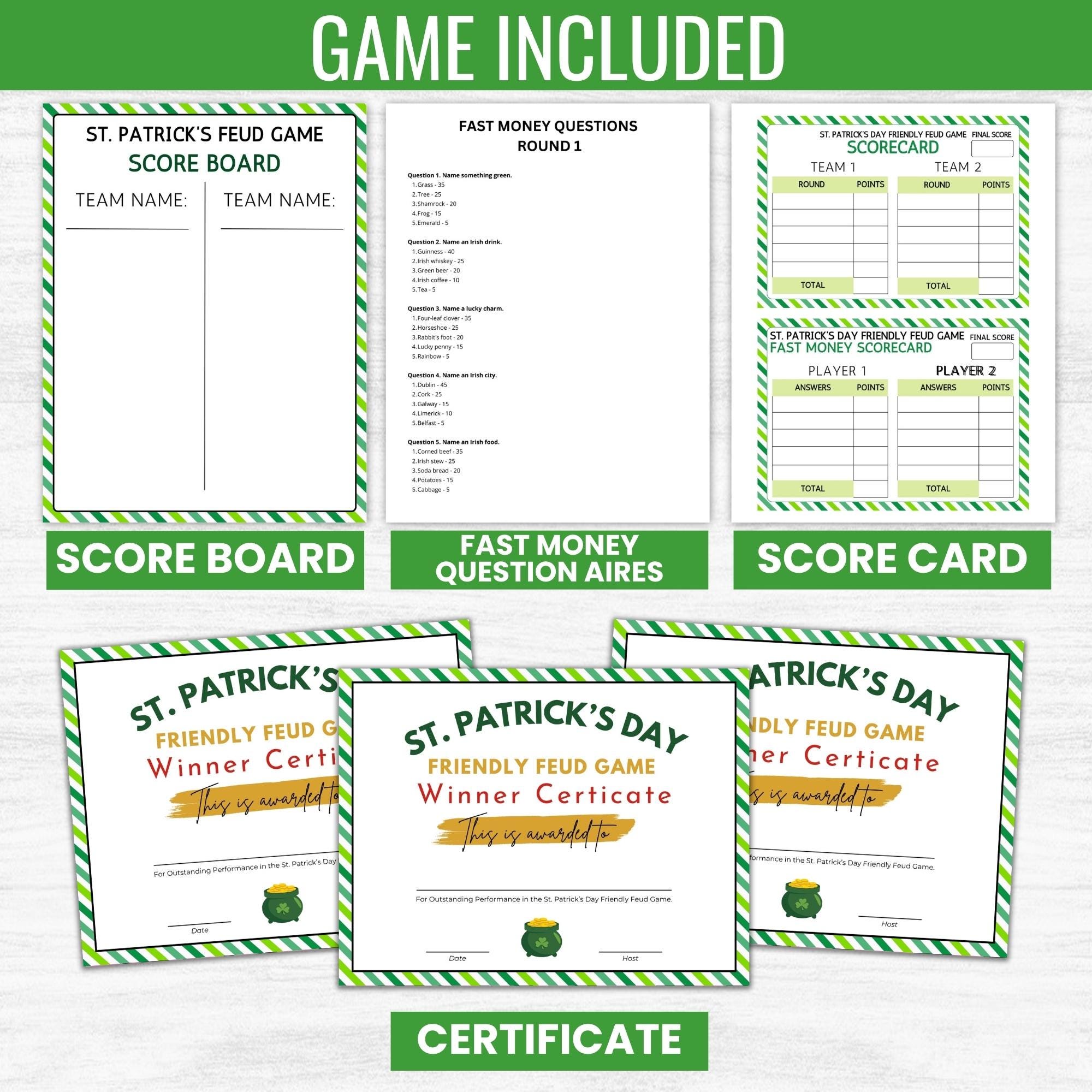 St. Patrick's Day Family Feud Game, Trivia (digital Download) - Etsy