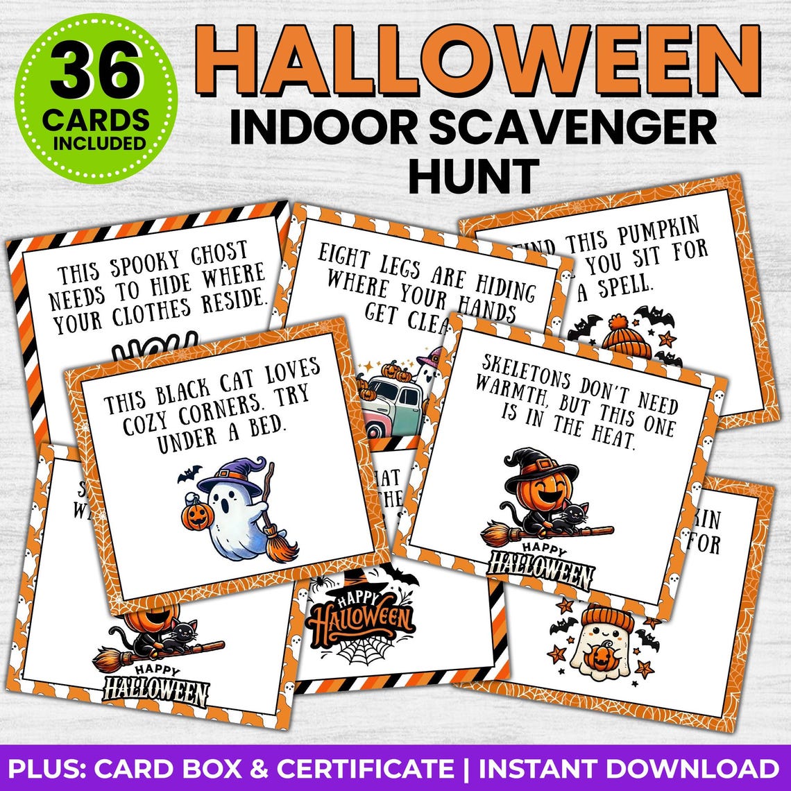 Printable Halloween Indoor Scavenger Hunt Riddles (digital Download) - Etsy