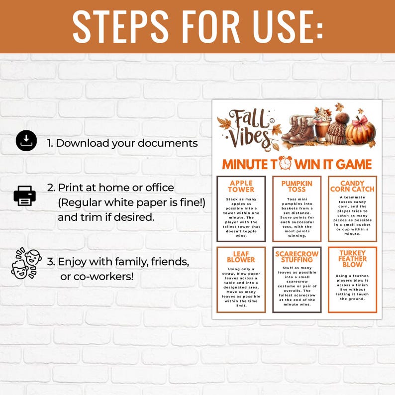 Fall Minute to Win It Games, Autumn Group Party Games for Kids, Teens ...