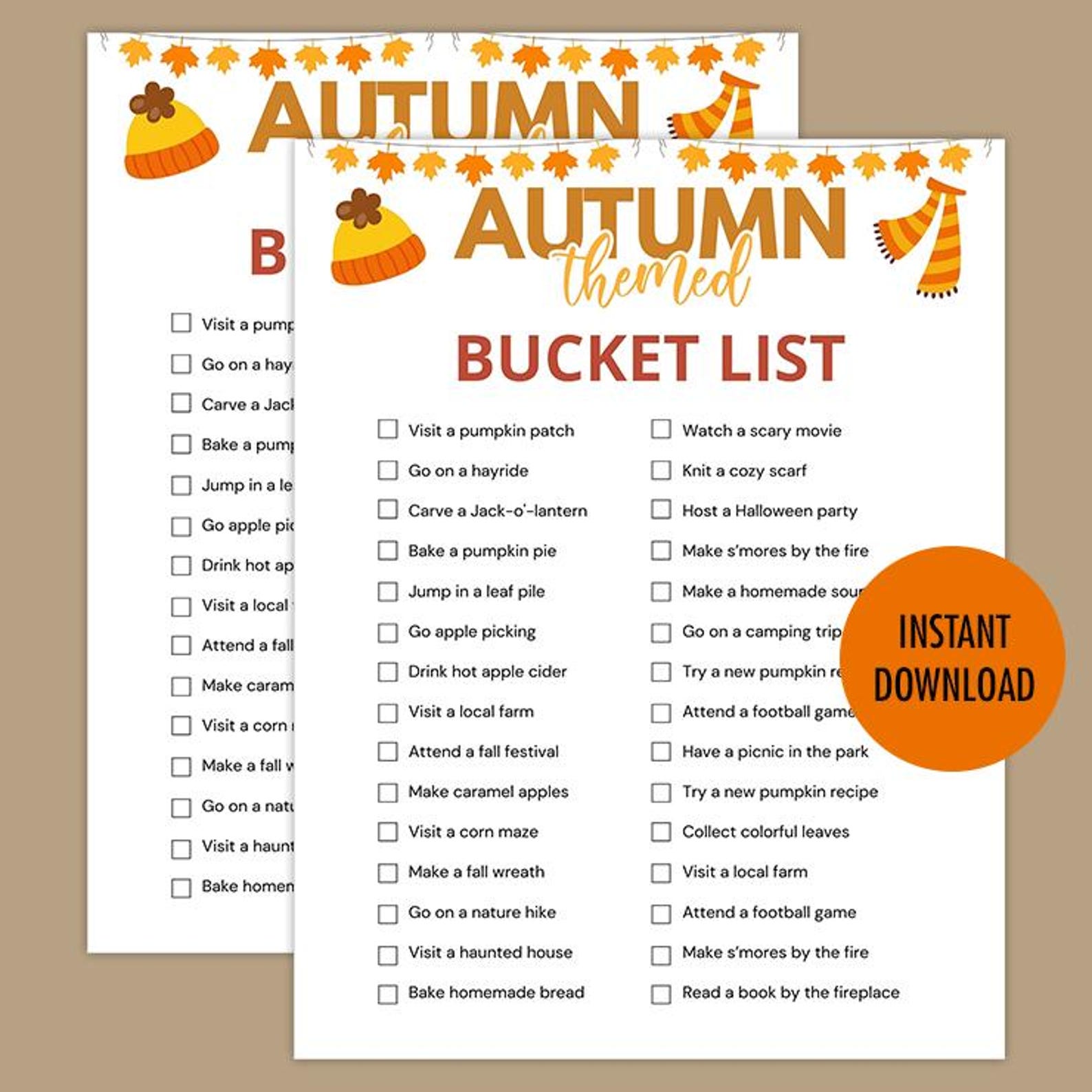 Autumn Bucket List Printable, Fall Bucket List Template, Editable Fall ...