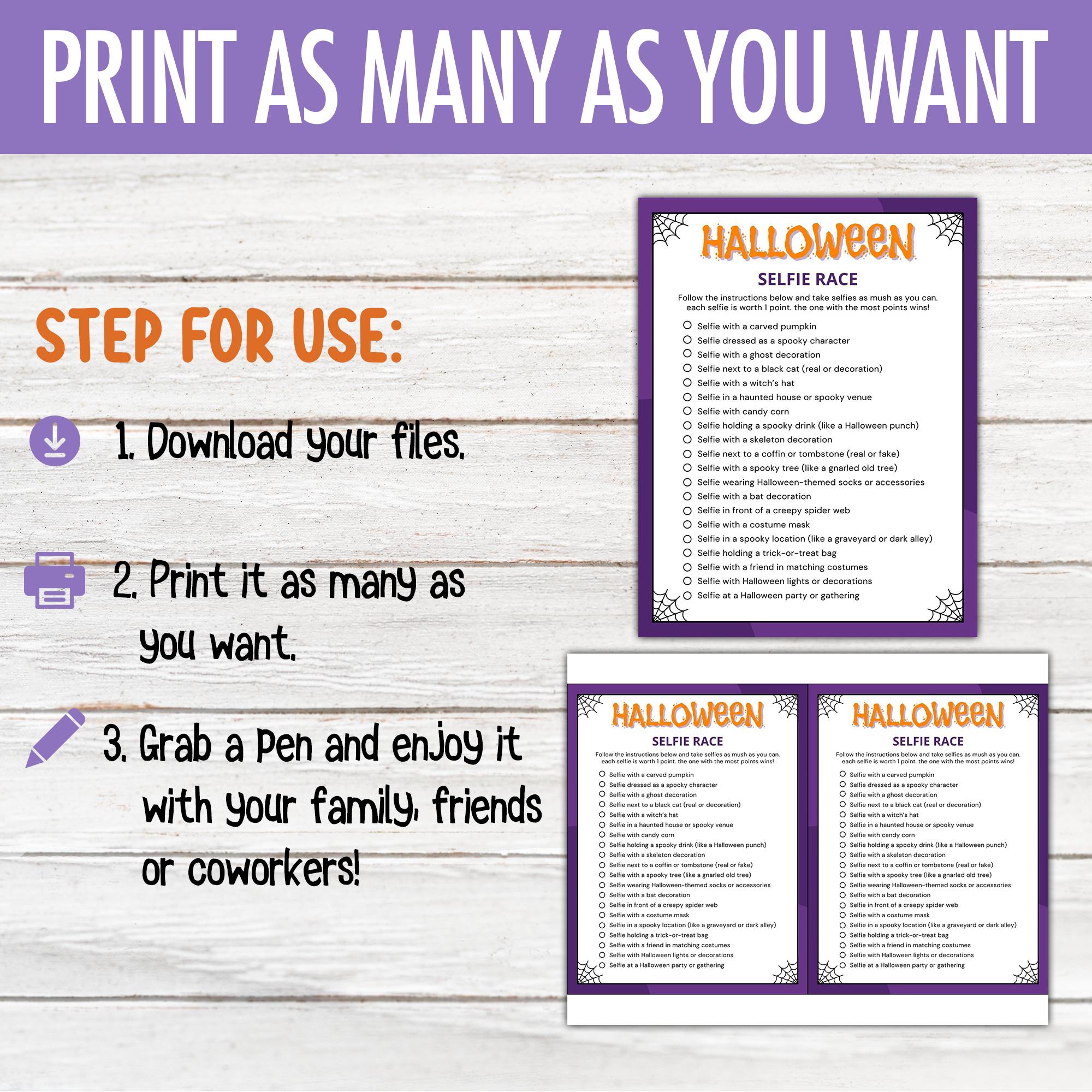 Halloween Selfie Photo Scavenger Hunt, Printable Halloween Game, Teen ...