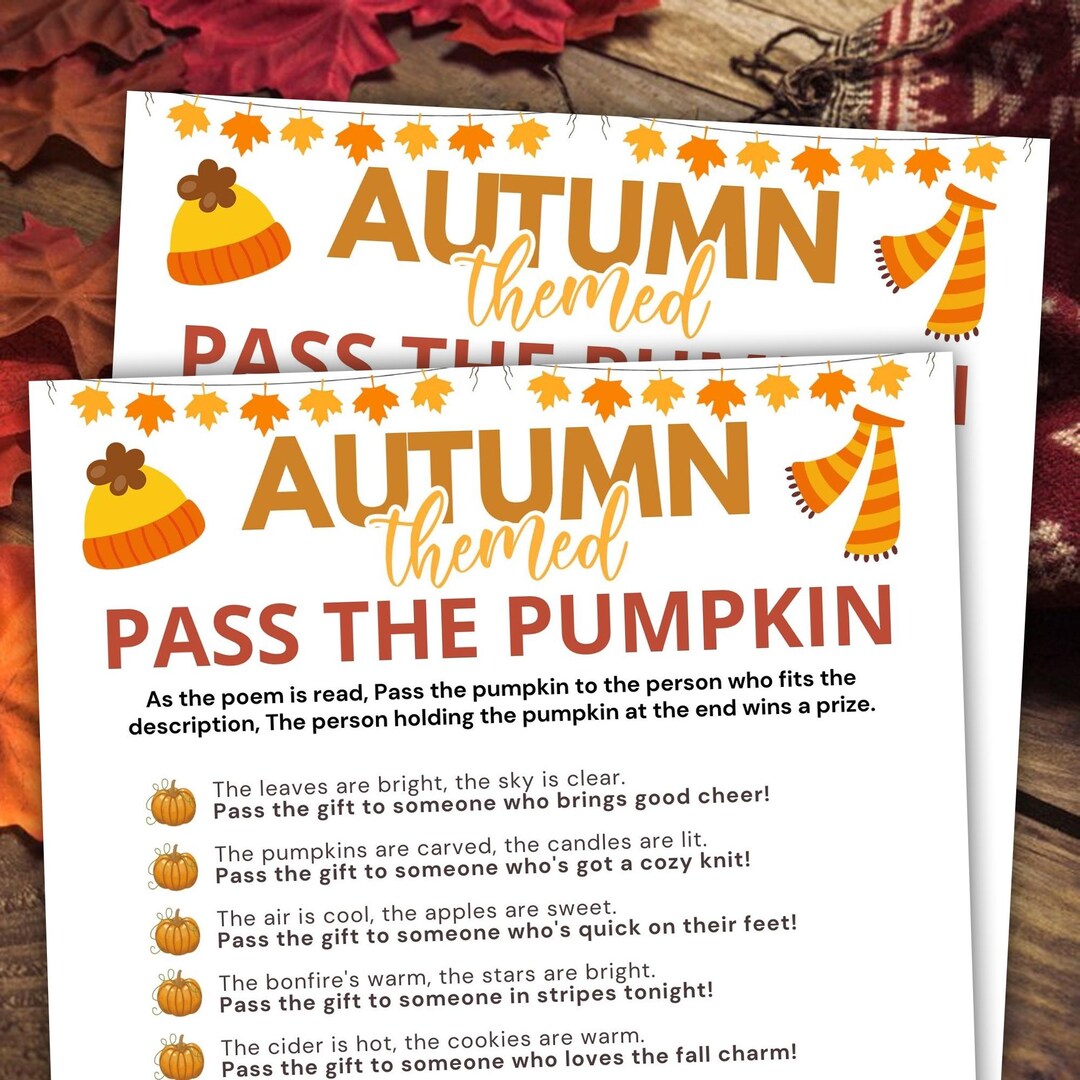 Autumn Pass the Pumpkin Game | Printable Fall Games | Fall Time ...