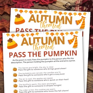 Autumn Pass the Pumpkin Game | Printable Fall Activity (PDF) - Etsy