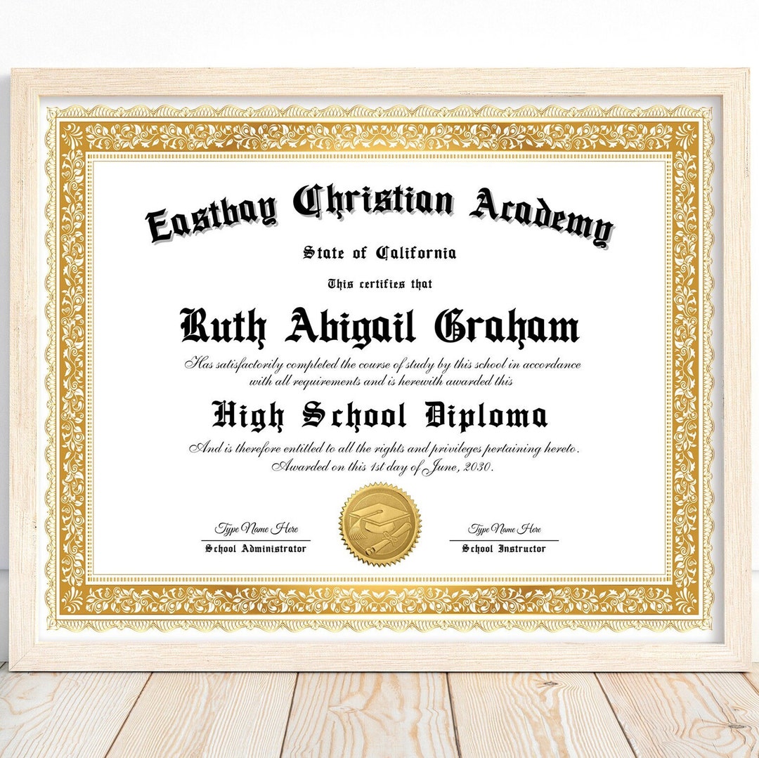 DIY Editable Diploma Customizable Highschool, Homeschool, College or ...