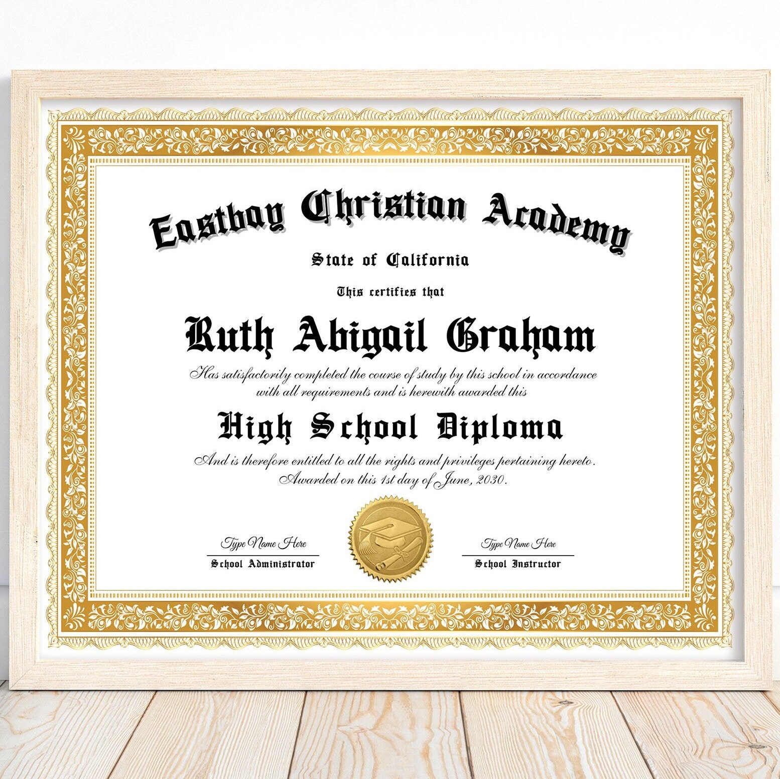 DIY Editable Diploma Customizable Highschool, Homeschool, College or ...