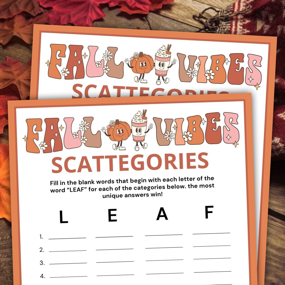 Scattergories Fall Printable Game, Autumn Games Printable, Fall Games ...