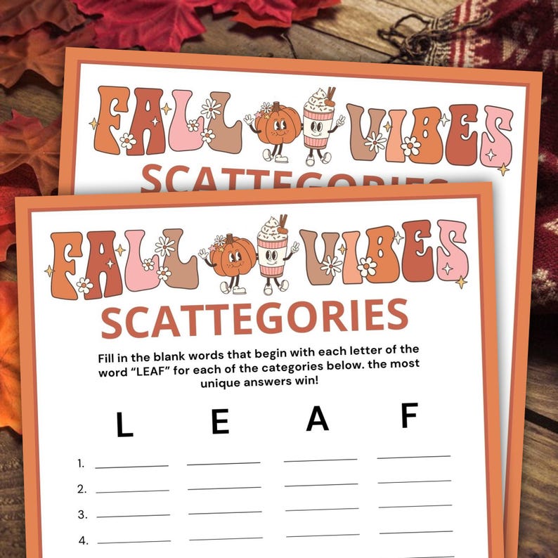 Scattergories Fall Printable Game, Autumn Games Printable, Fall Games ...