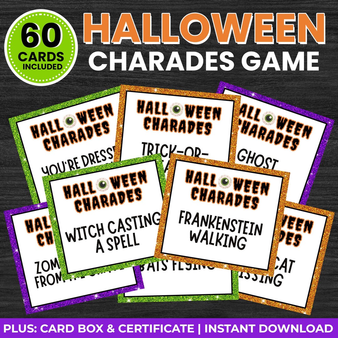 Halloween Charades, Halloween Party Games, Halloween Games, Printable ...