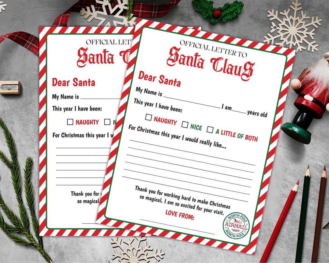 Printable Christmas Wish List Kid's Wish List Santa - Etsy