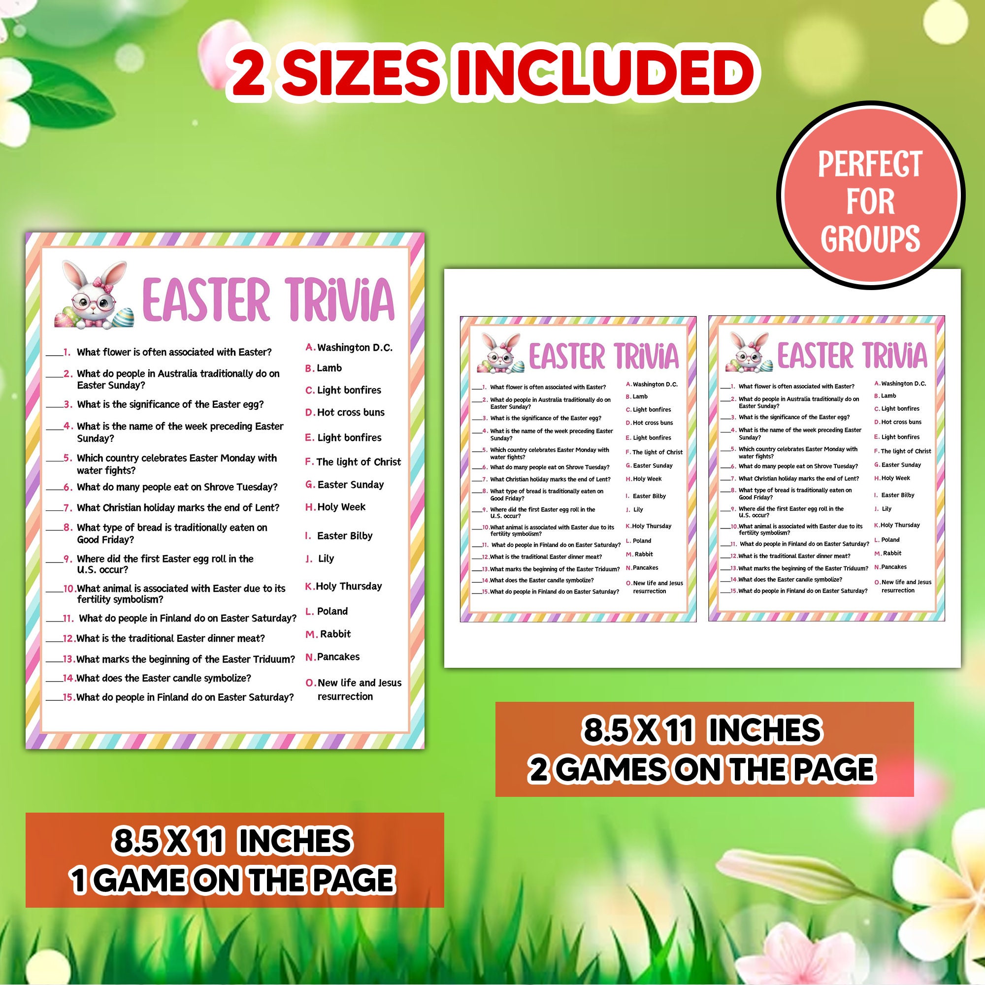 Printable Easter Trivia Game, Easter Party Games, Easter Trivia Games ...