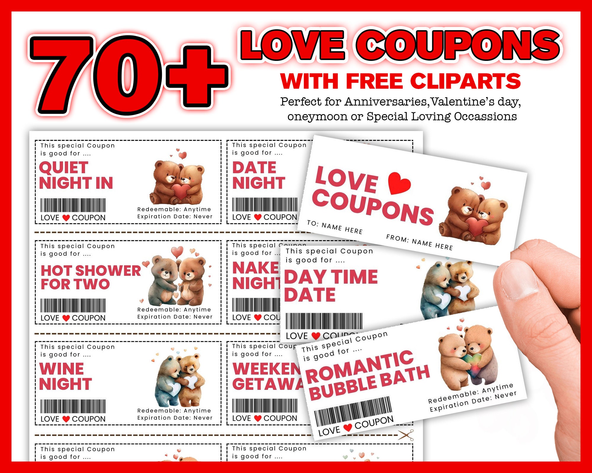 Love Coupons Book Printable Fun Love Coupons Template Editable Naughty ...