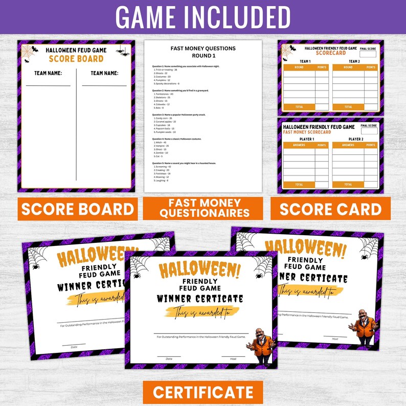 Halloween Friendly Feud Game | Printable Halloween Game | Halloween ...