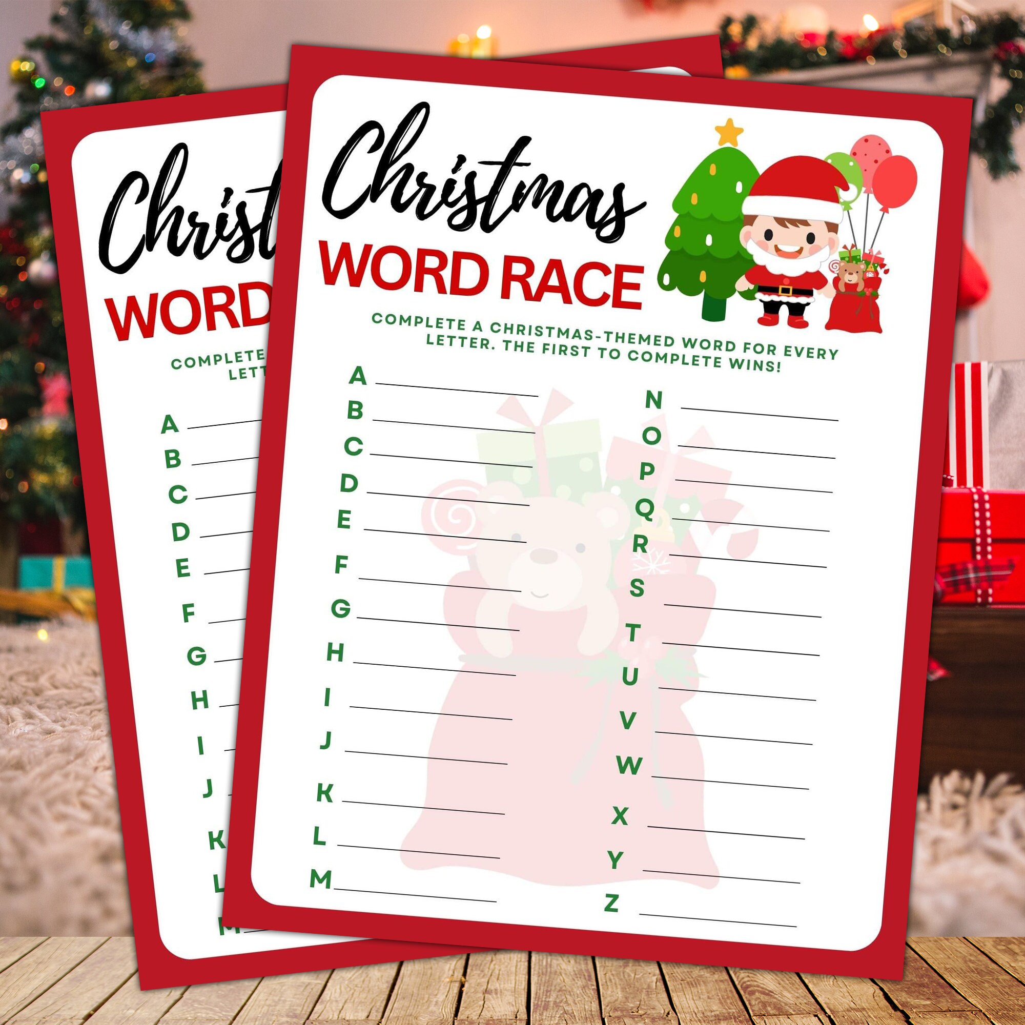 Christmas Word Race Printable Game | Christmas Family Game | Christmas ...