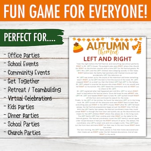 Fall Left Right Game, Left Right Story Pass the Gift Prize Exchange ...