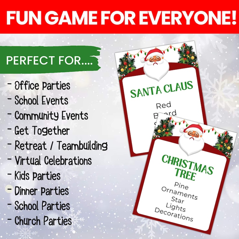 Christmas Taboo Game | Printable Christmas Games | Christmas Activity ...