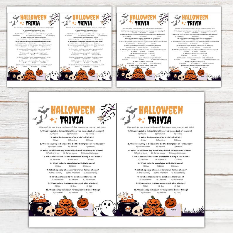 Halloween Trivia Game, Printable Party Quiz (digital Download) - Etsy