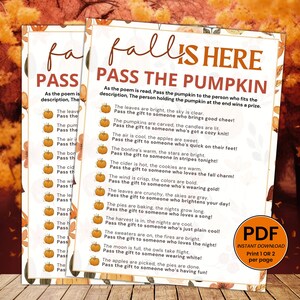 Fall Pass the Pumpkin Game | Printable Autumn Activity (digital ...