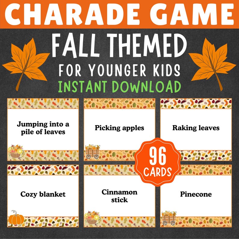 Fall Charades Game, Autumn Family Fun (digital Download) - Etsy