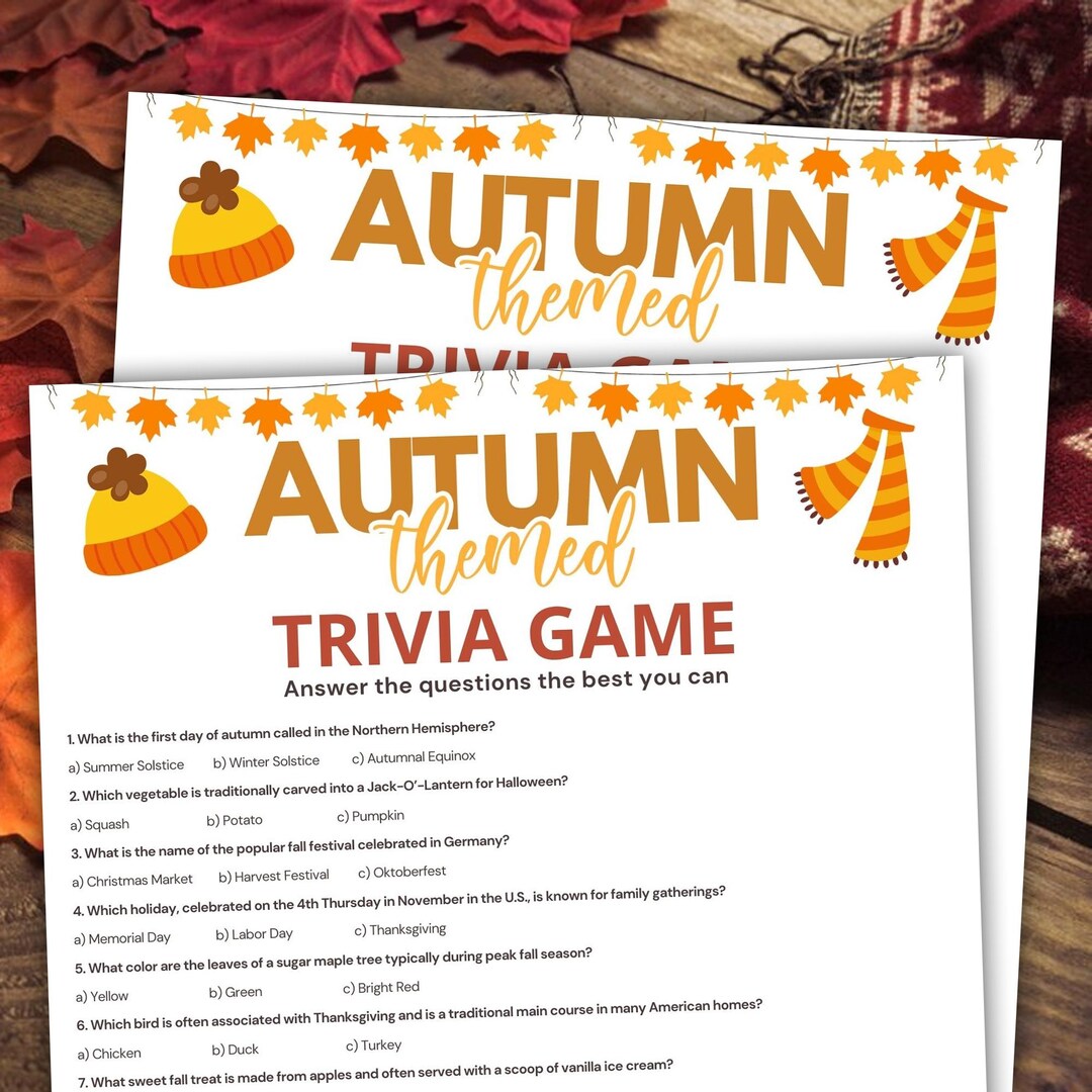 Fall Trivia Game | Printable Autumn Games | Autumn Game for Adults ...