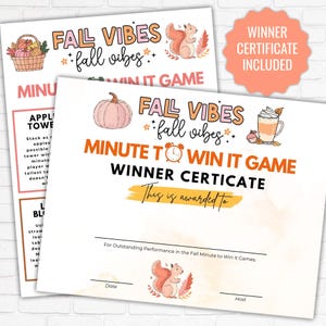 Fall Minute to Win It Games, Printable Fall Games, Autumn Party Games ...