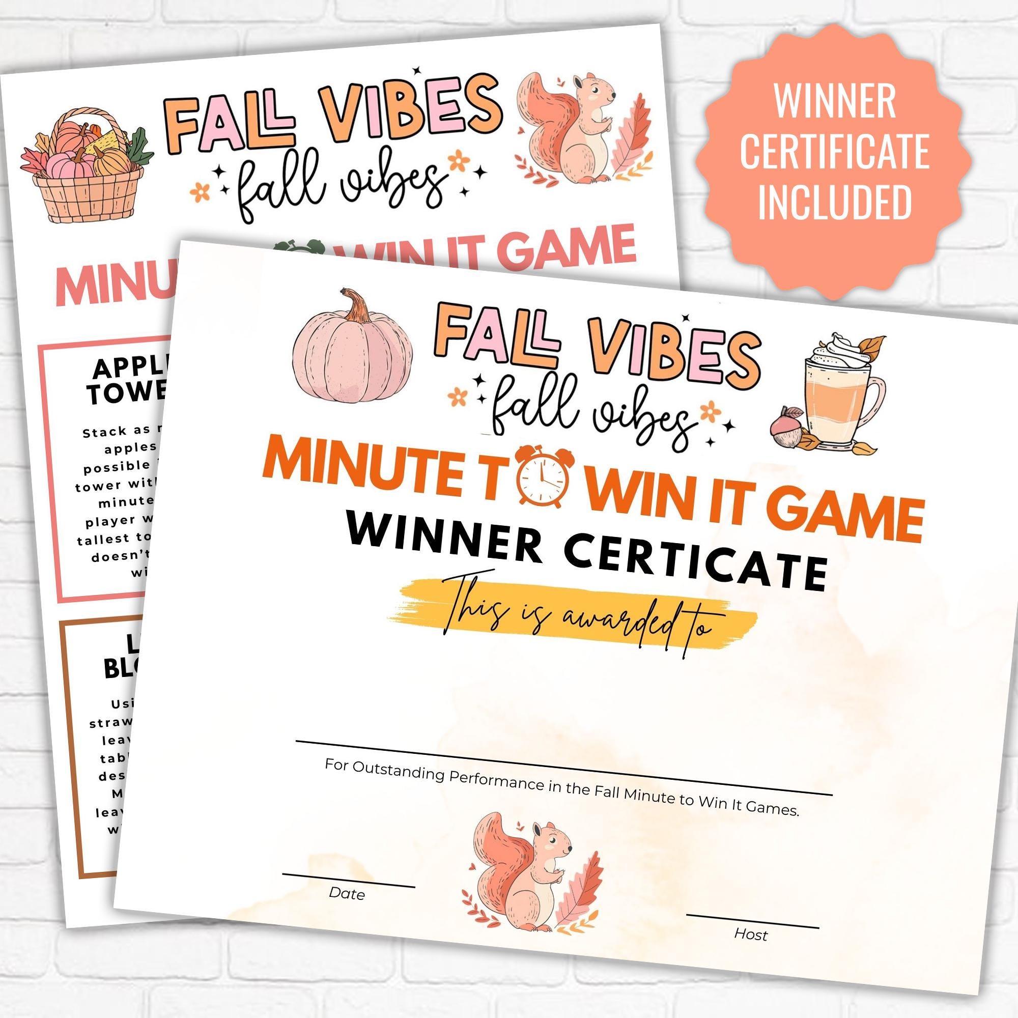 Fall Minute to Win It Games, Thanksgiving, Autumn Party (printable) - Etsy