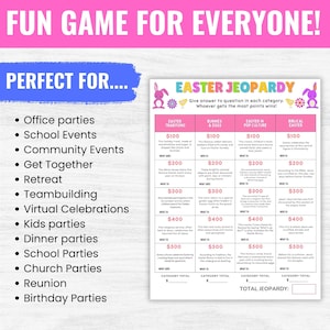Easter Jeopardy Printable Trivia Game, Easter Family Feud, Office ...