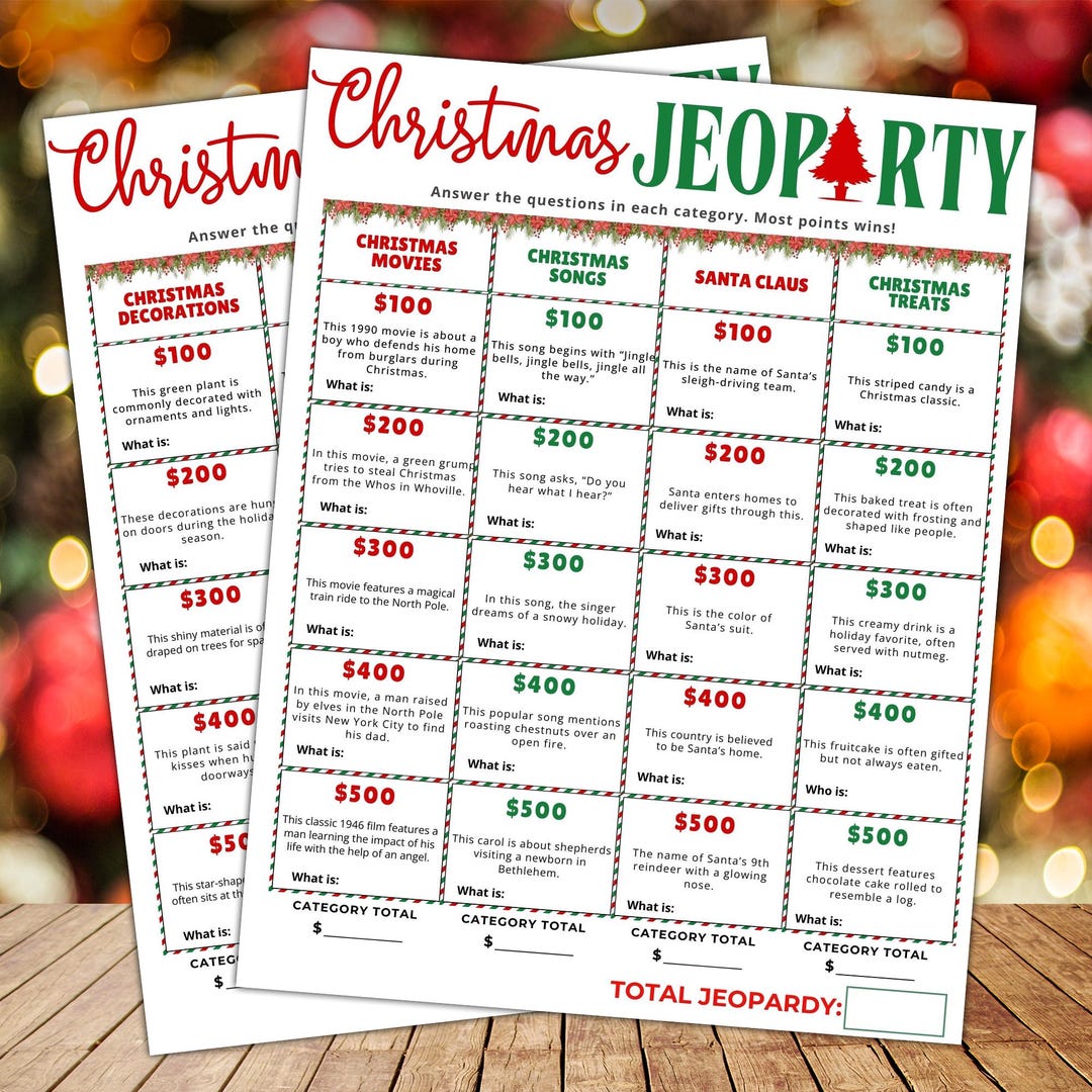 Christmas Games Jeopardy, Friendsmas Games Holiday Jeoparty, Christmas ...