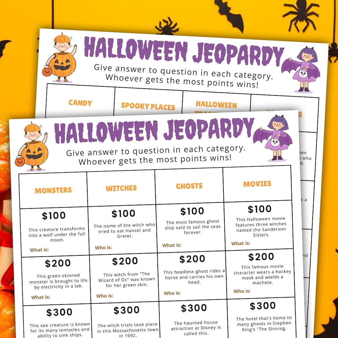 Halloween Jeopardy Game, Printable Trivia for Teens and Adults (PDF) - Etsy
