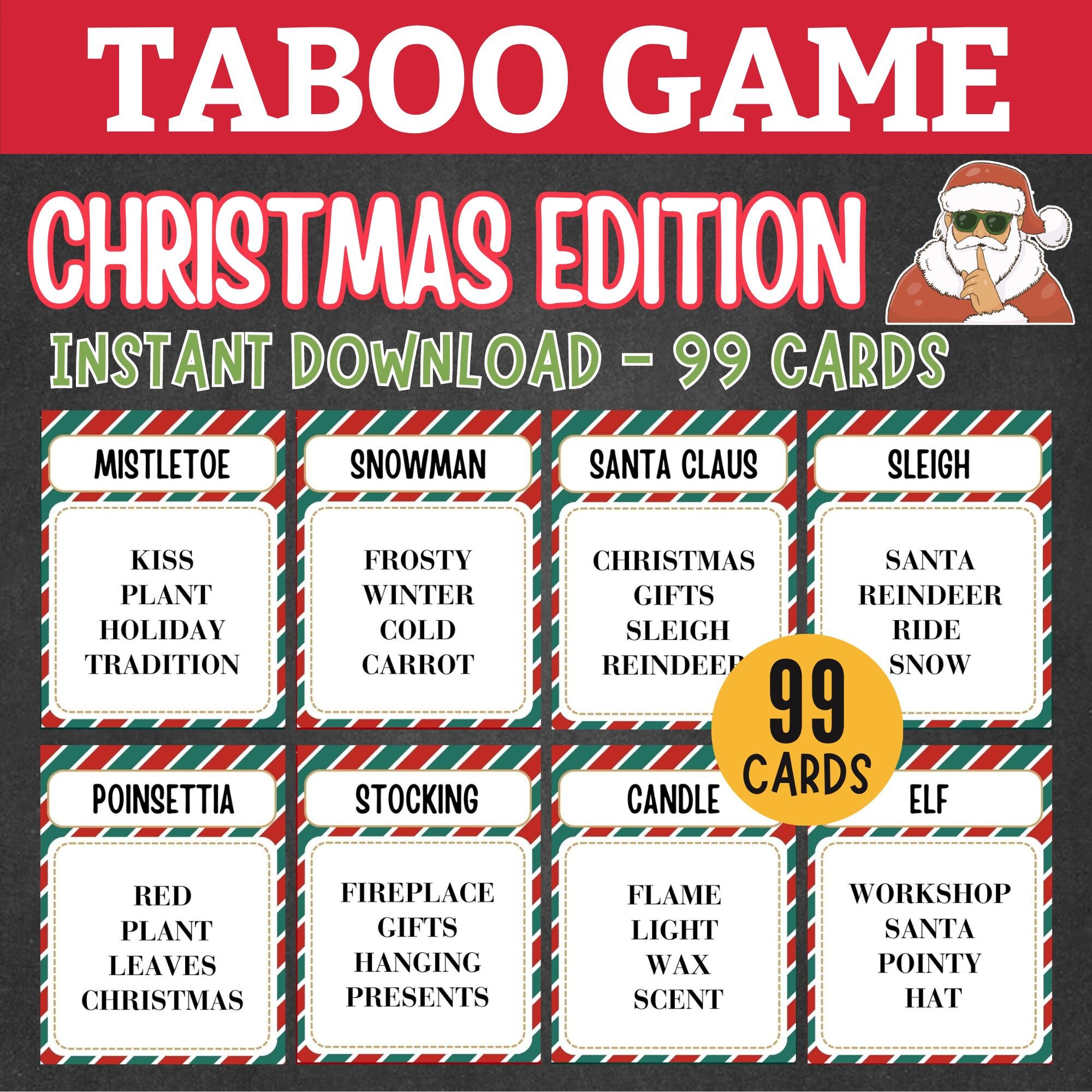 Christmas Taboo | Don't Say | Forbidden Words | Christmas Printable ...