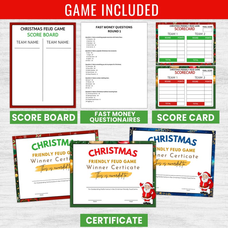 Christmas Friendly Feud Game, Printable Christmas Game, Christmas Party ...