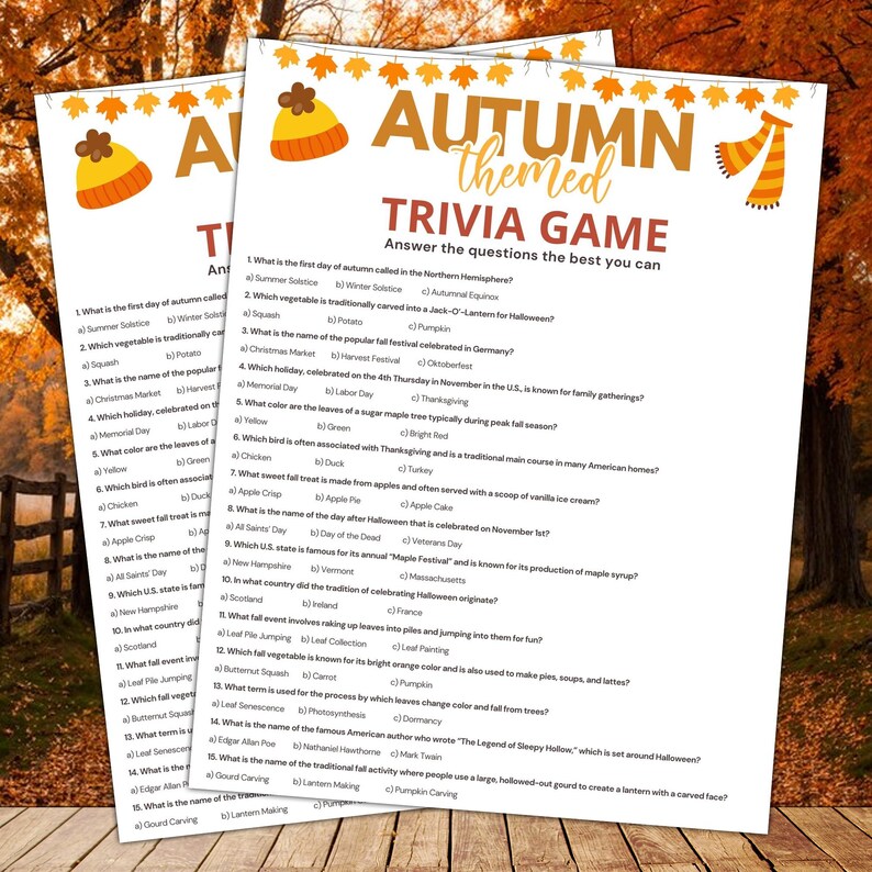 Fall Trivia Game | Printable Autumn Games | Autumn Game for Adults ...