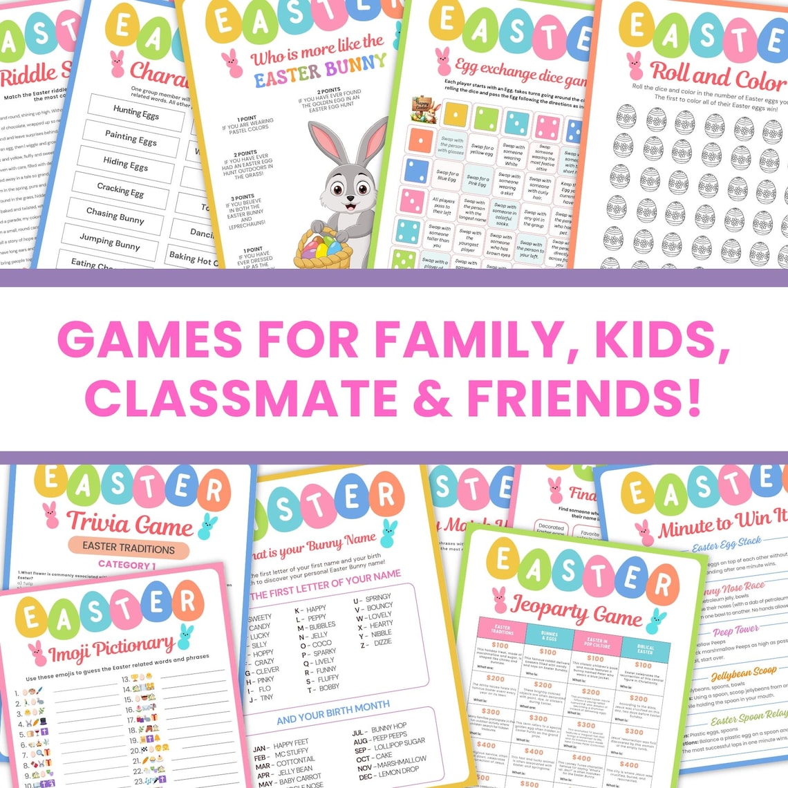 20 Easter Games | Easter Game Bundle| Printable Easter Party Games ...