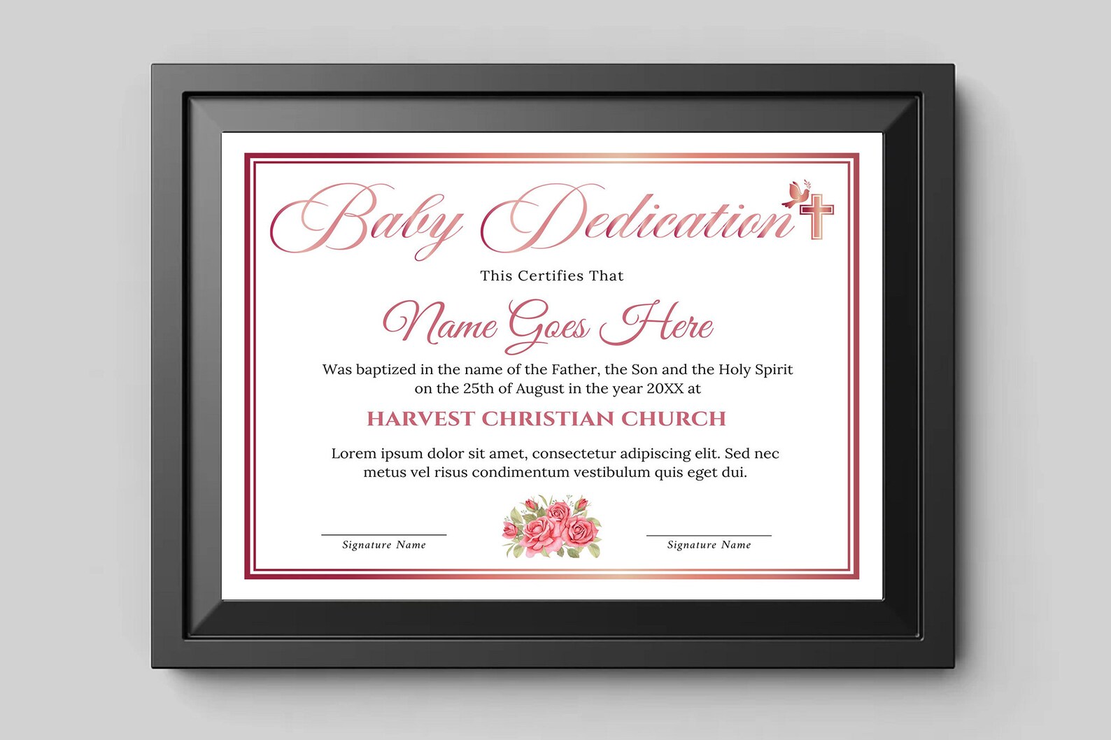 Rose Gold Baby Dedication Certificate Template (digital Download) - Etsy