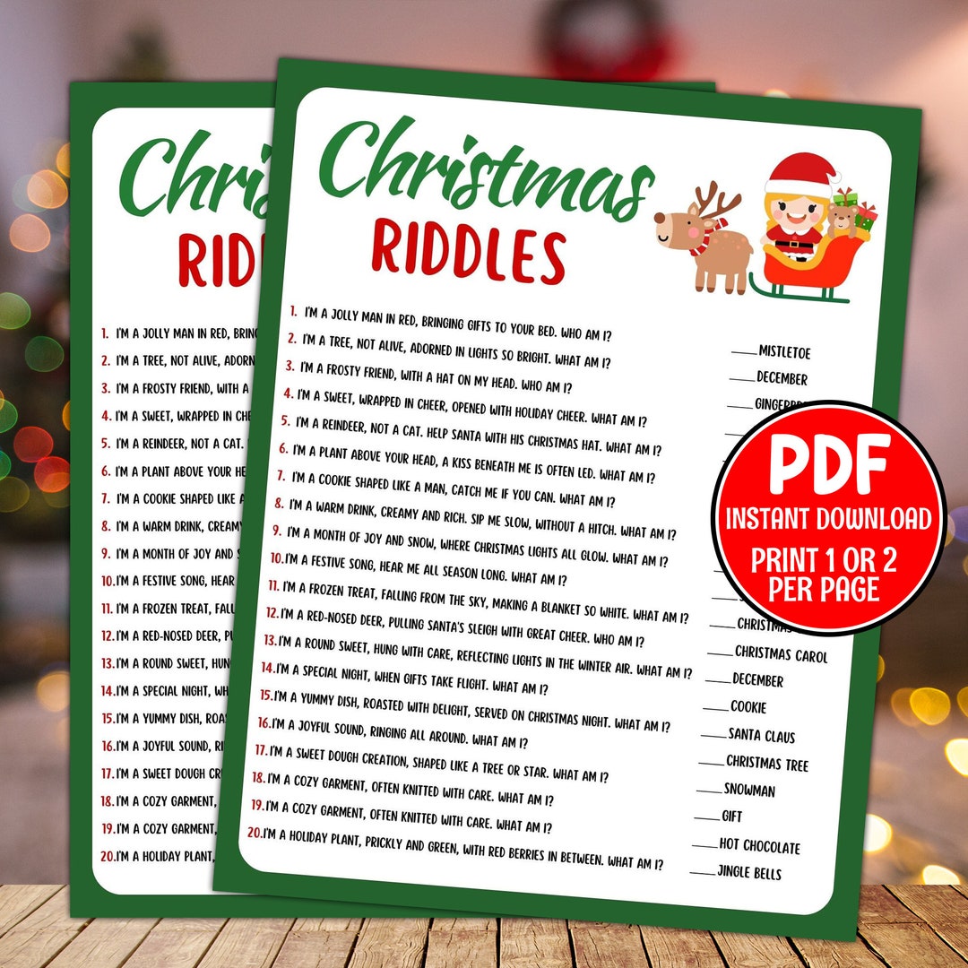 Christmas Riddles Game Printable, Christmas Party Game Kids, Christmas ...