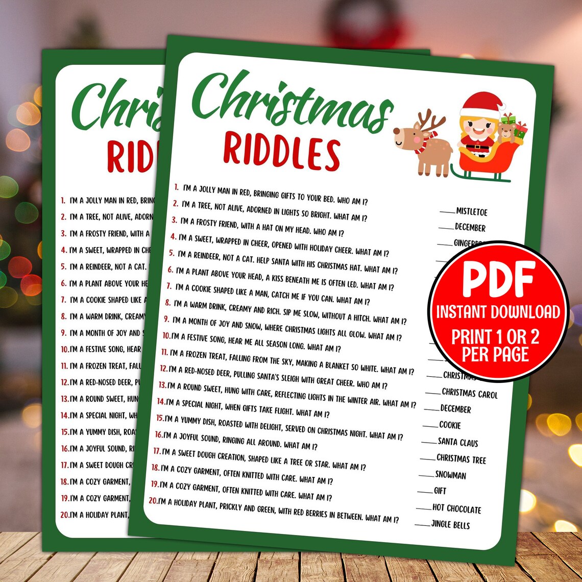 Christmas Riddles Game Printable, Christmas Party Game Kids, Christmas ...