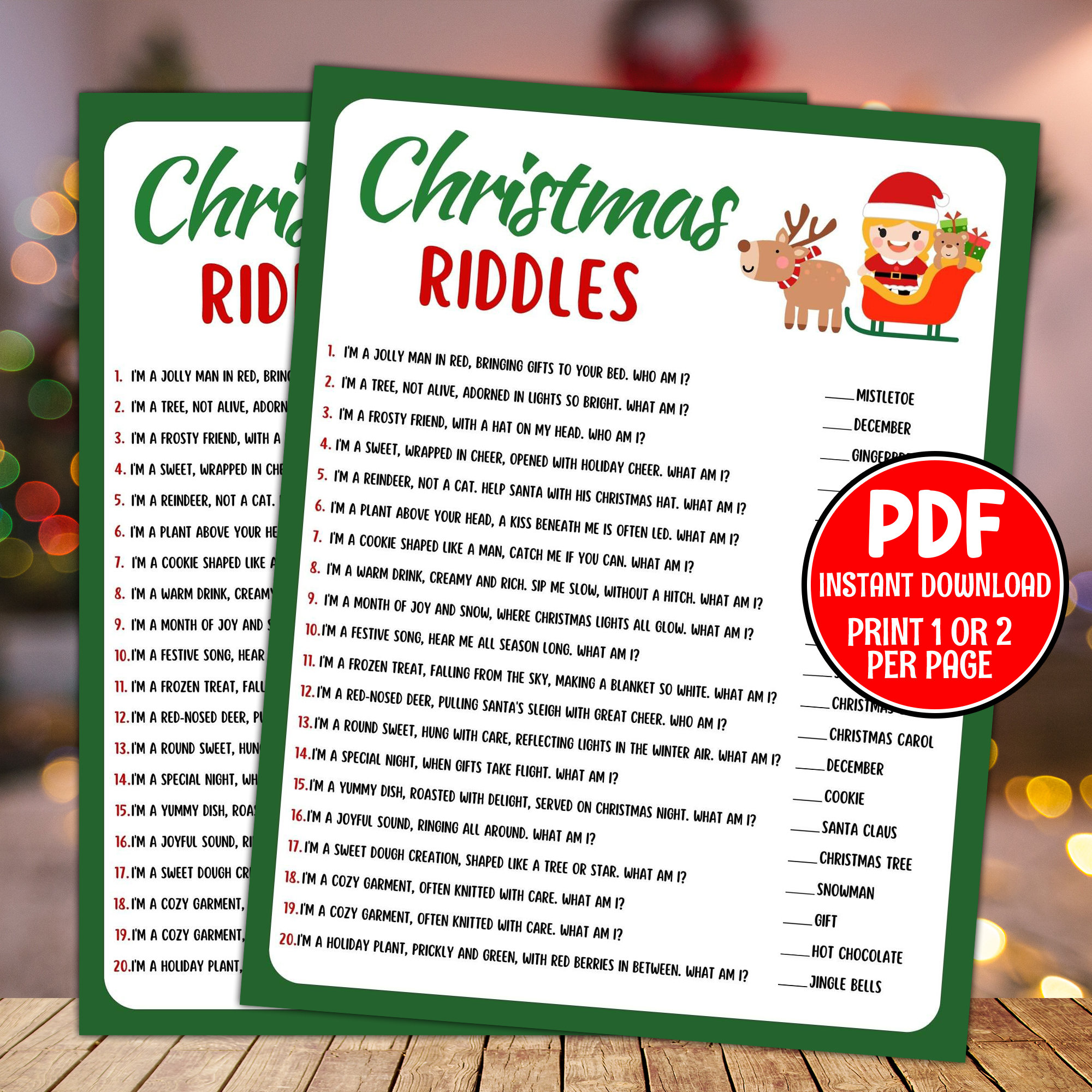 Christmas Riddles Game Printable, Christmas Party Game Kids, Christmas ...