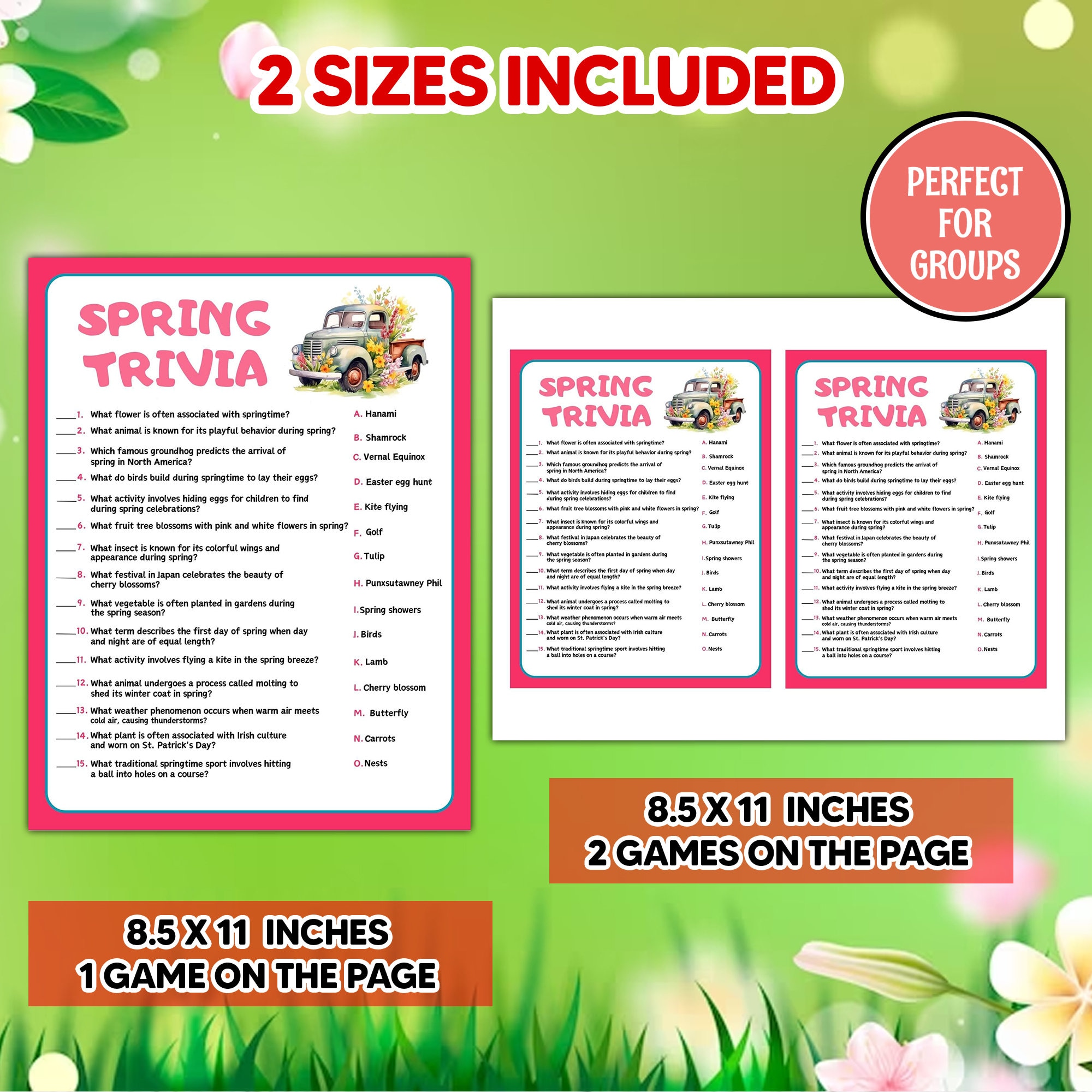 Spring Trivia Game, Printable Spring Game, Fun Spring Games, Spring ...