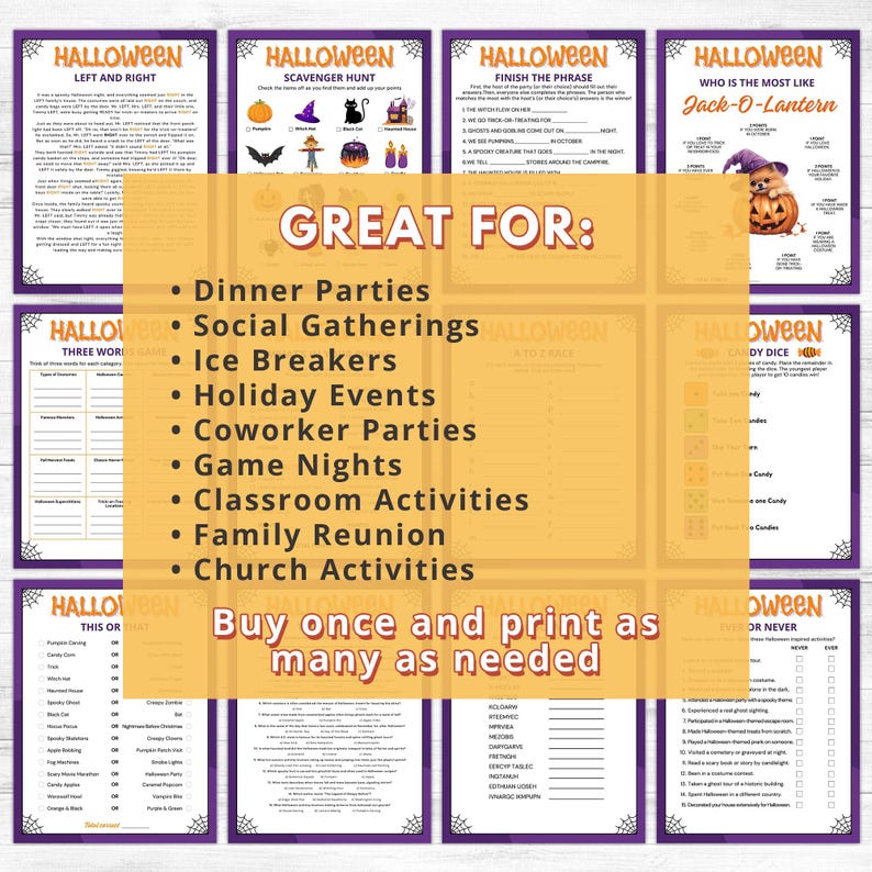Halloween Printable Game Bundle | Halloween Party Games | Halloween ...