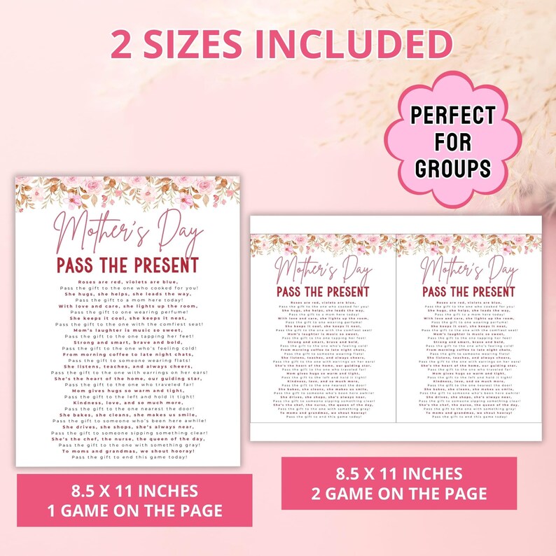 Printable Mother's Day Pass the Present Game (PDF) - Etsy