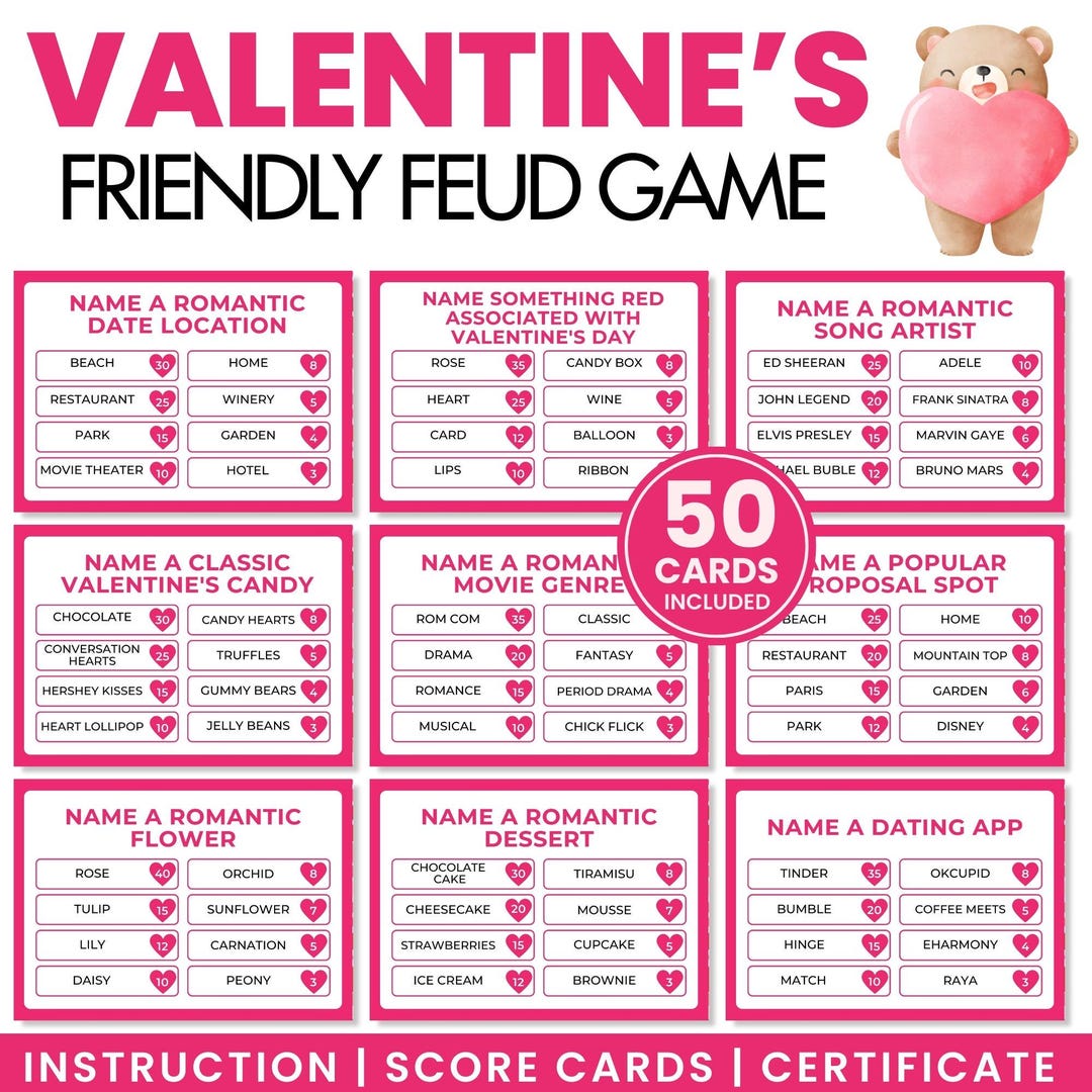 Valentine's Family Game | Valentines Friendly Feud Game | Galentines ...