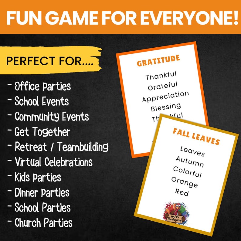 Thanksgiving Taboo Game Cards, Party Game, Printable Thanksgiving ...