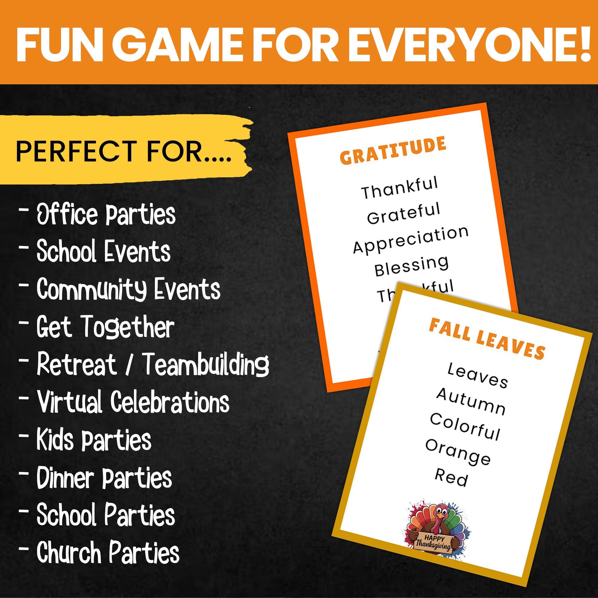 Thanksgiving Taboo Game Cards, Party Game, Printable Thanksgiving ...