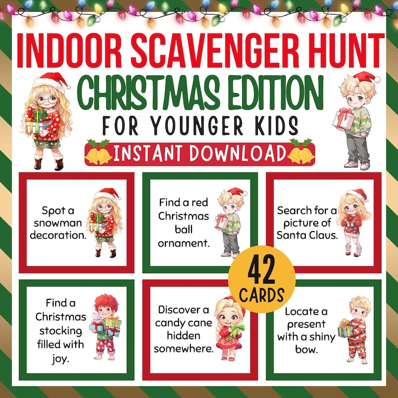 Christmas Scavenger Hunt for Young Kids, Indoor Treasure Hunt (digital ...