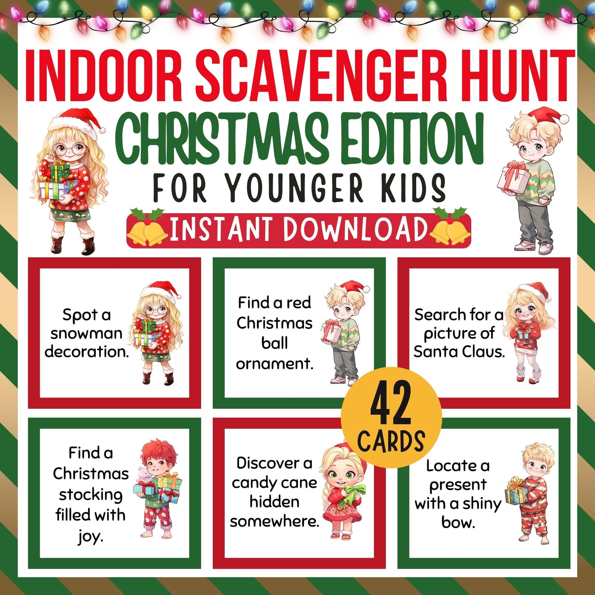 Christmas Scavenger Hunt for Young Kids, Indoor Treasure Hunt (digital ...
