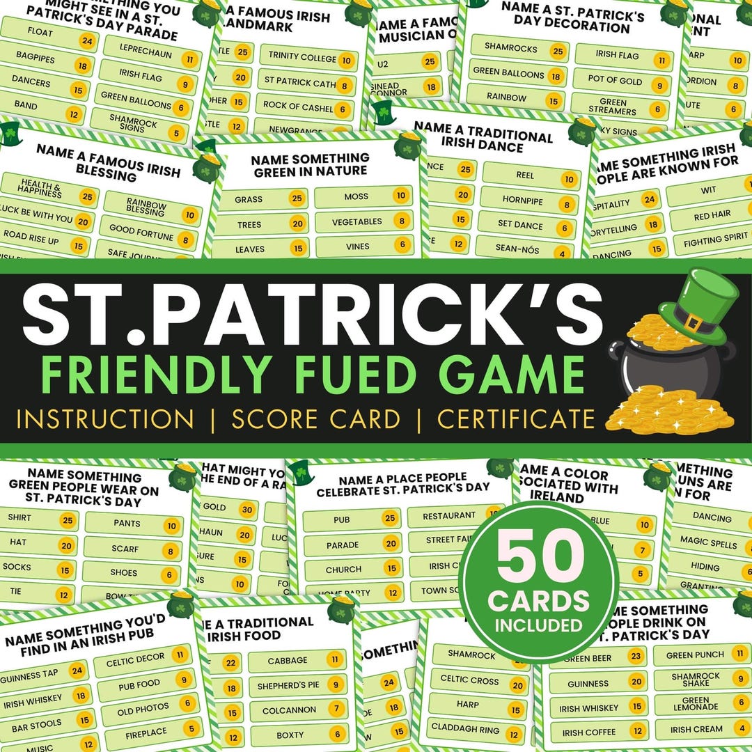 St Patrick's Day Friendly Feud Game, St Patrick's Day Trivia Quiz ...