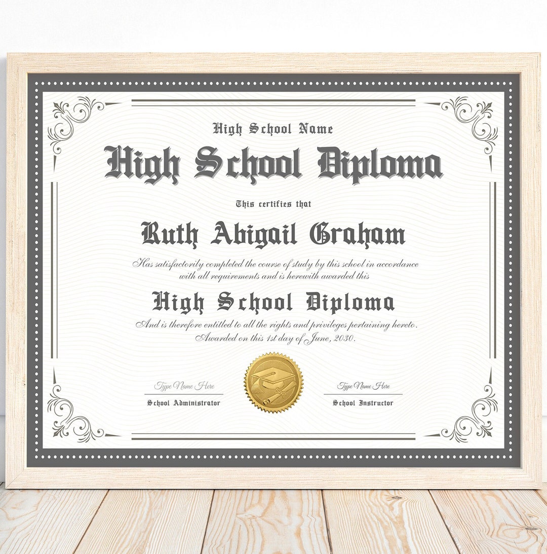 Editable Homeschool GED Diploma, Highschool Custom Diploma, High School ...