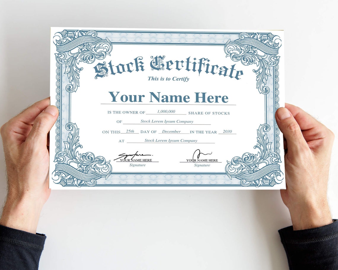Elegant Stock Certificate Template Editable and Customizable - Etsy