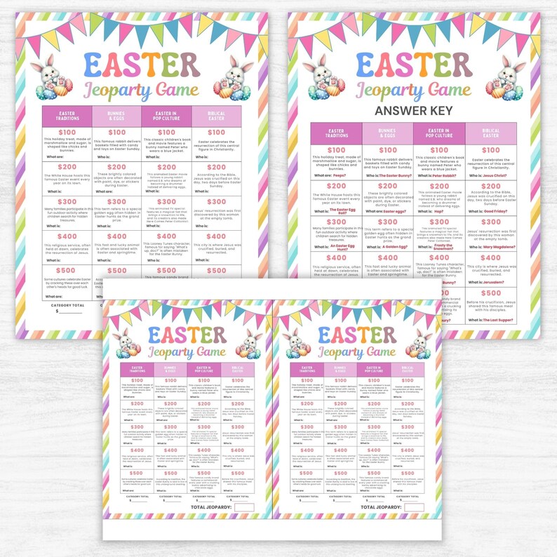 Printable Easter Jeopardy Game, Family Trivia (PDF) - Etsy
