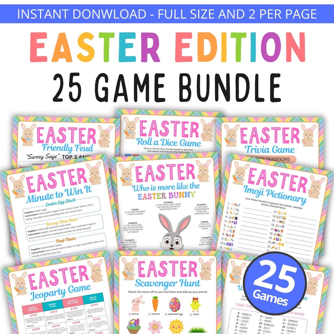 25 Printable Easter Games Bundle for Kids & Adults | Fun Family ...